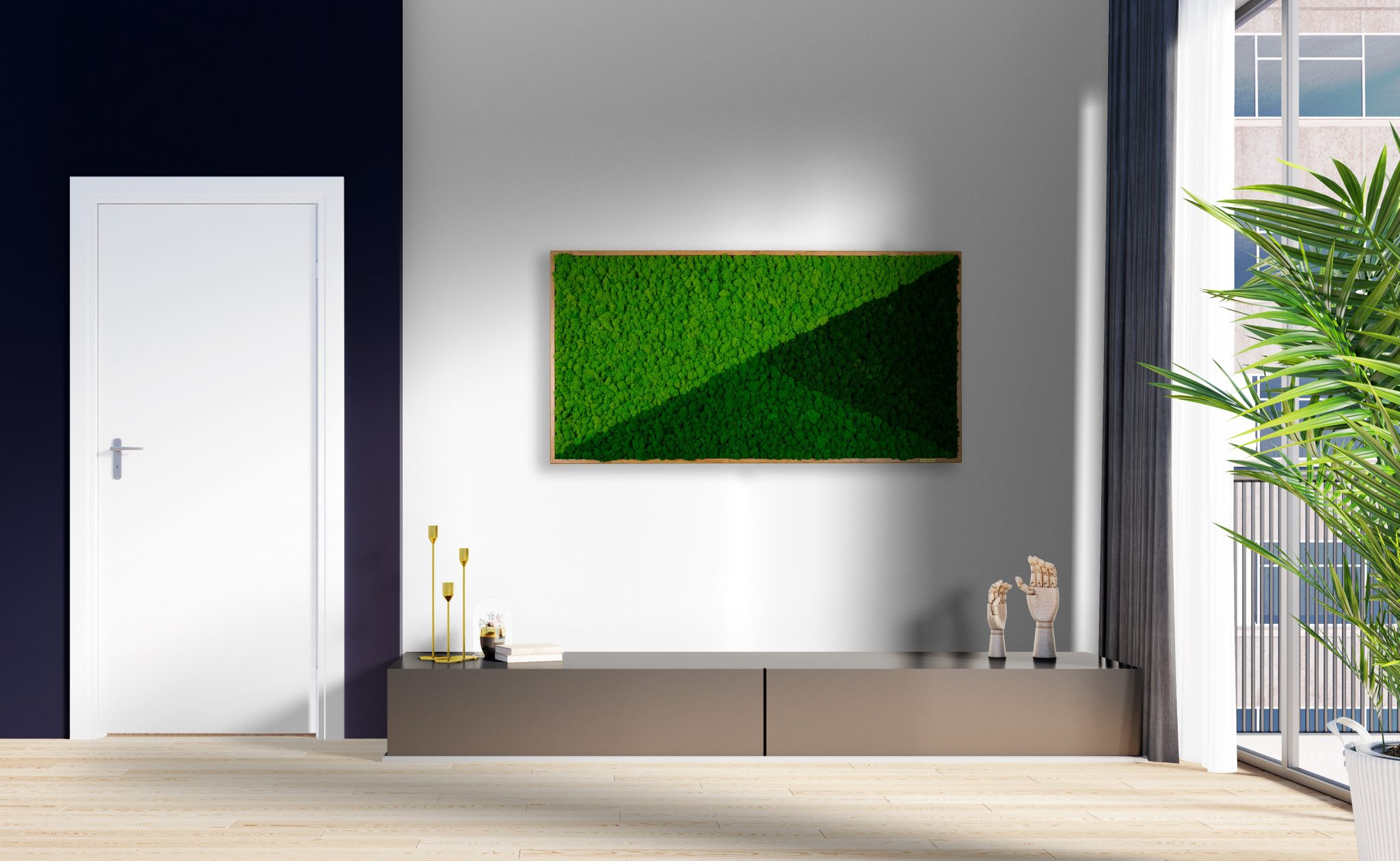 Tablou Licheni Mix Verde Green Shades, 120×60 Cm - NATURAMA